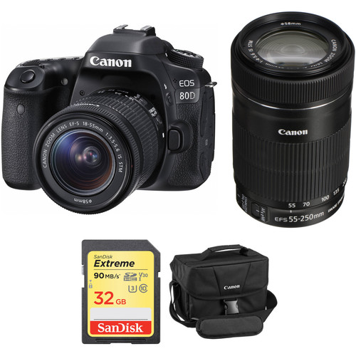 Canon EOS 80D DSLR Camera with 18-55mm and 55-250mm Lenses Kit