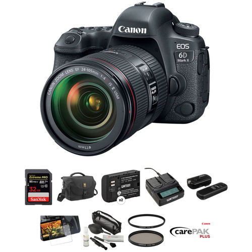 CANON EOS 6D MARK II DSLR CAMERA WITH 24-105MM F/4 LENS DELUXE KIT