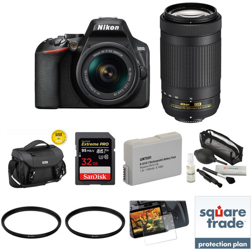 Nikon D3500 DSLR Camera with 18-55mm and 70-300mm Lenses Deluxe Kit