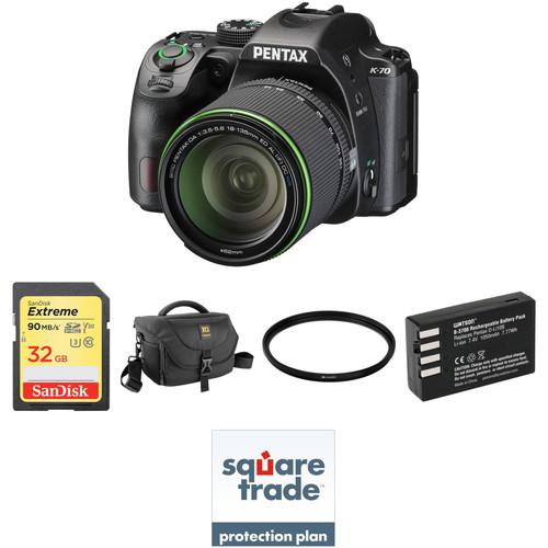 PENTAX K-70 DSLR CAMERA WITH 18-135MM LENS DELUXE KIT (BLACK)