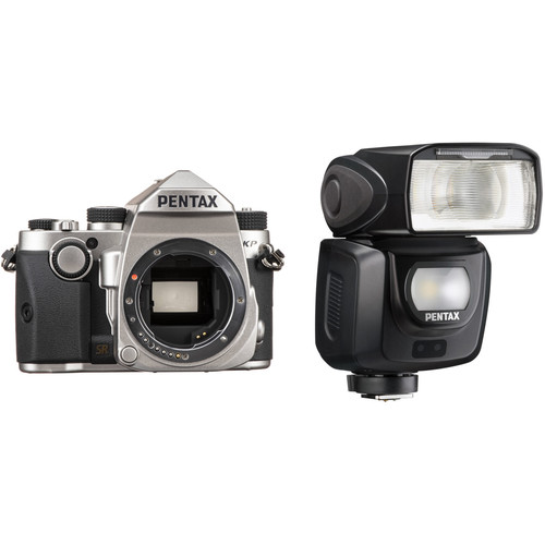 Pentax KP DSLR Camera Body with AF360FGZ II Flash Kit (Silver)