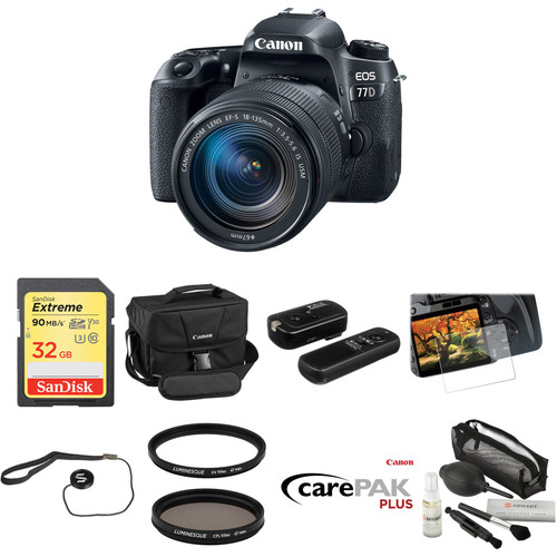 Canon EOS 77D DSLR Camera with 18-135mm Lens Deluxe Kit