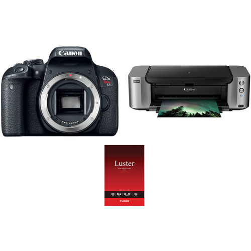 Canon EOS Rebel T7i DSLR Camera Body with Inkjet Printer Kit