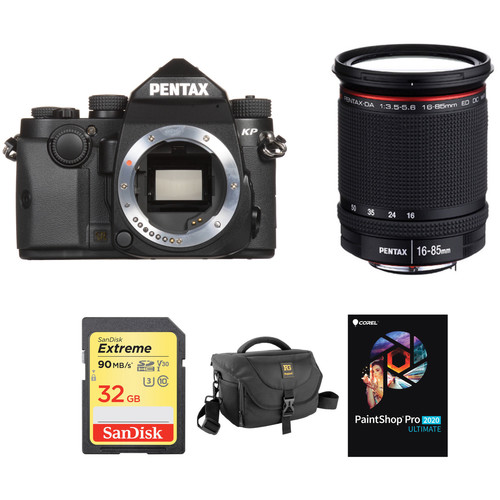 Pentax KP DSLR Camera with 16-85mm Lens and Accessories Kit (Black)