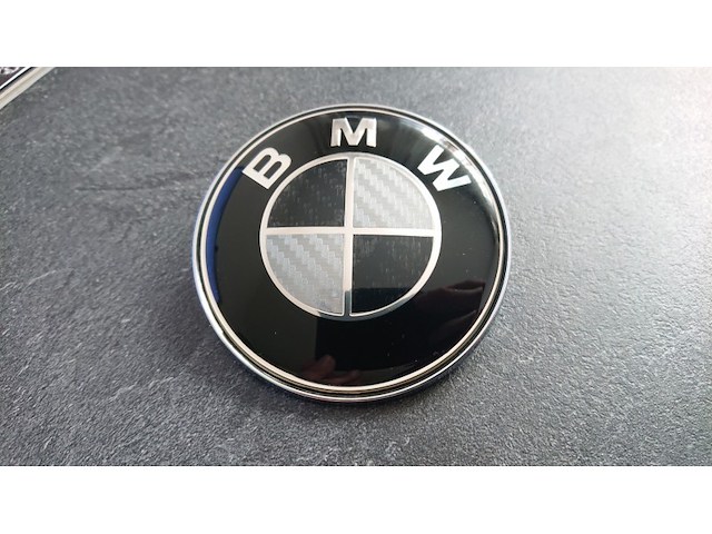 NOVO BMW znak za haubu KARBON CRNI 82mm