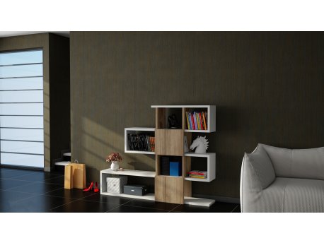 HANAH HOME POLICA ZA KNJIGE KARLIN WHITE WALNUT