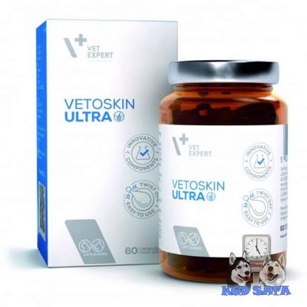 Vetoskin Ultra Za Pse i Mačke Sa Dermatološkim Problemima, 60kaps.