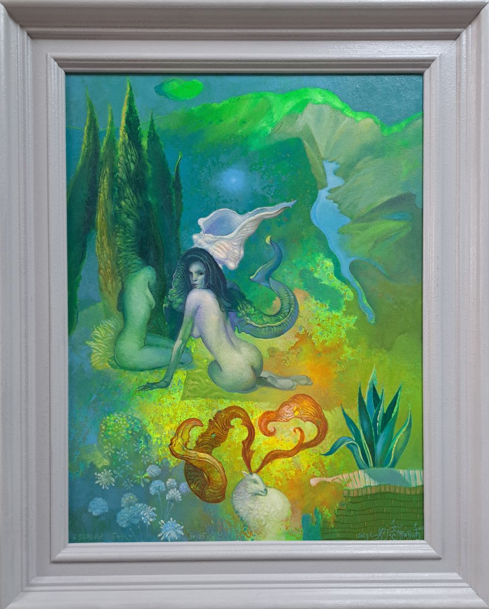 Sirena, profesor Željko Đurović, sa 79×64 cm, bez 65×50 cm, ulje na platnu, lux uramljena, sertifikat, 177000 dinara