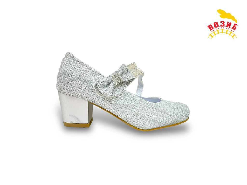 SF silver belt ribbon heels