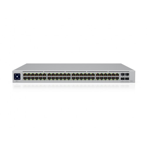 48-port, Layer 3 switch supporting 10G SFP+ connections with fanless cooling