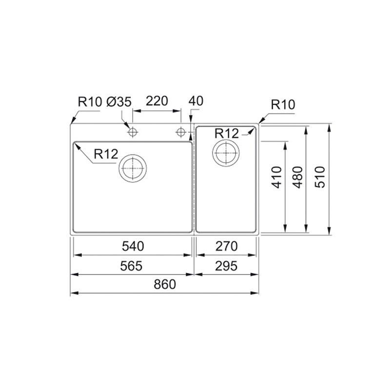 Franke sudoperaBox Center BWX 220-54-27 desna 127.0538.259