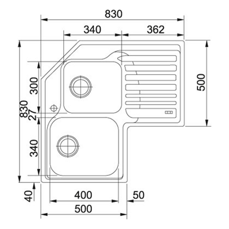 Franke sudopera Angolo STX 621-E desna 101.0001.044