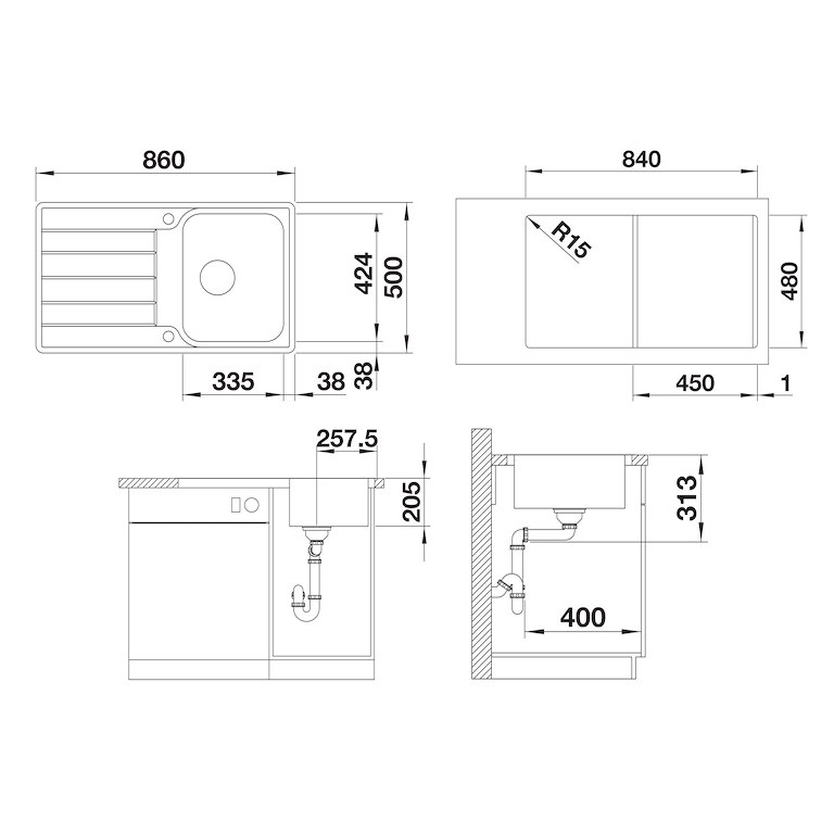 Blanco sudopera Classimo 45 S-IF 525330