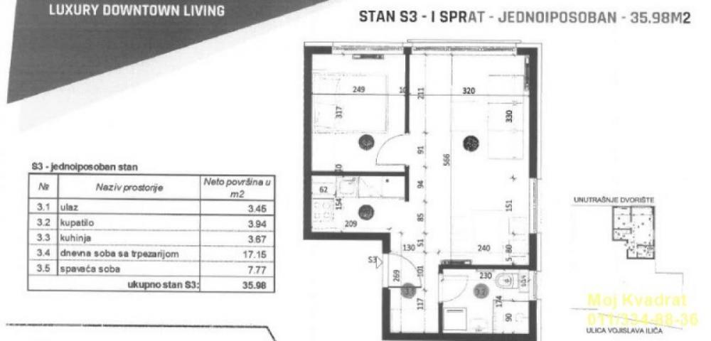 Jednoiposoban stan na prodaju, 36m2, 150.000€