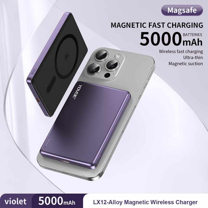 YovoeYovoe Power Bank LX-12 magnetic wireless 5000mah lavanda