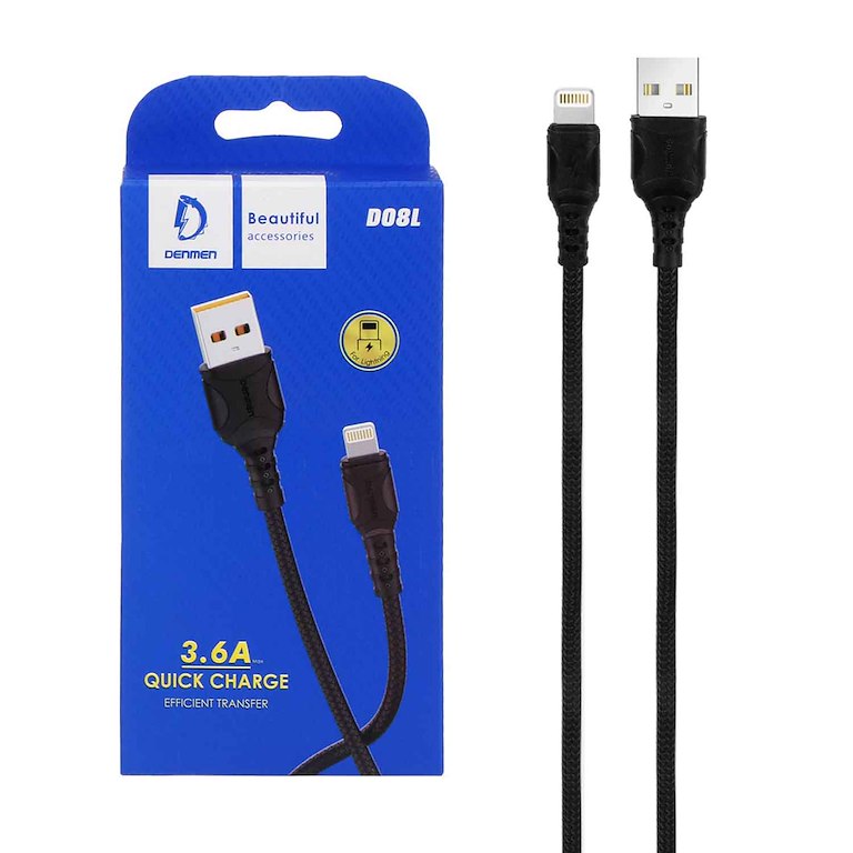 KABL USB-LIHTNING 3.6V DO8L CRNI DENMEN