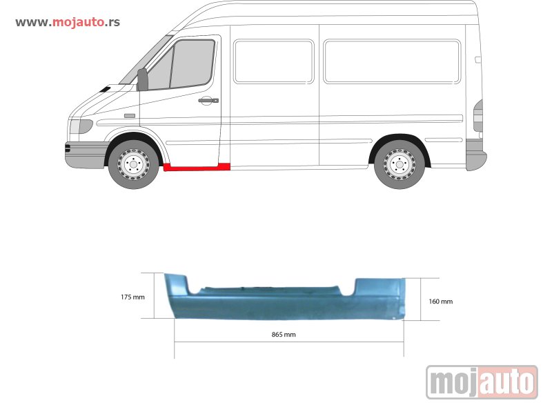 Mercedes Sprinter Prag Levi Prednja Vrata 95-06,NOVO