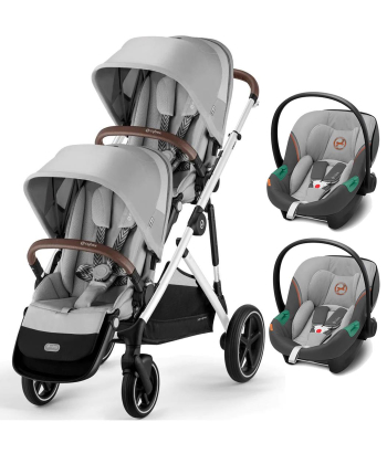 Cybex Gazelle S kolica za blizance 2 u 1 sa Aton S2 i-size auto sedištem - Lava Grey