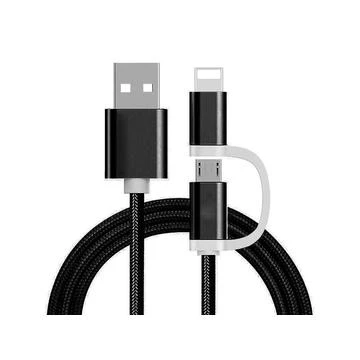 REEKIN 2-IN-1 BRAIDED CABLE - MICROUSB & LIGHTNING - 1M