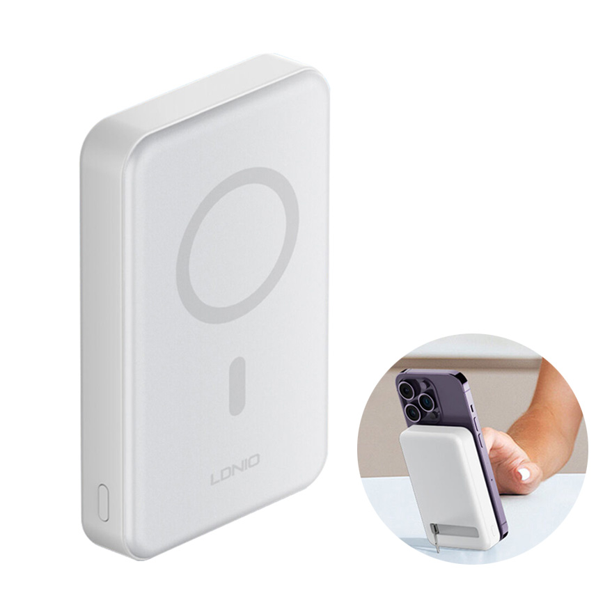 Back up baterija LDNIO PQ16 10000mAh, 15W wireless, sivo bela