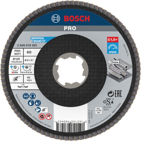 Bosch PRO X571 X-LOCK flap disk 125 mm G60 izvijeni T29 fiberglas oSa (2608619202)