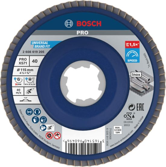 Bosch PRO X571 X-LOCK flap disk 115 mm G40 ravni T27 plastika oSa (2608619205)