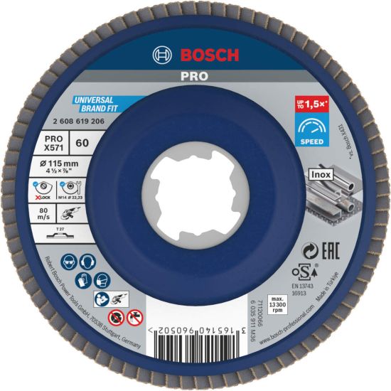 Bosch PRO X571 X-LOCK flap disk 115 mm G60 ravni T27 plastika oSa (2608619206)