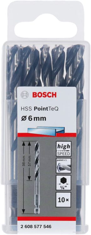 Bosch HSS spiralna burgija PointTeQ 6,0 mm sa šestougaonim HEX prihvatom pakovanje od 10 komada - 2608577546