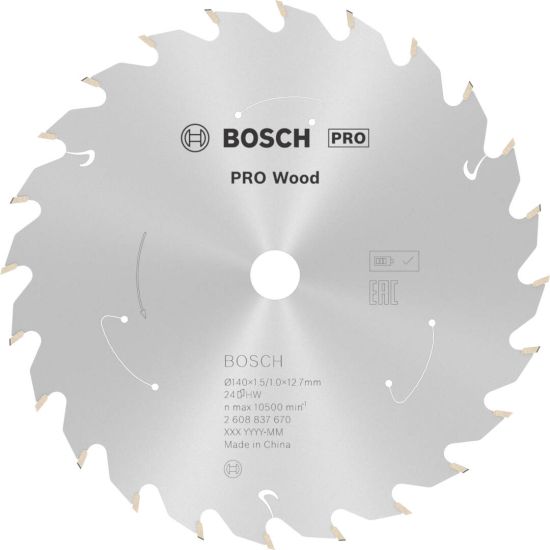 Bosch PRO Wood list za akumulatorsku kružnu testeru 140x1.5x12.7 mm 24z ATB max 10.500 o/min (2608837670)