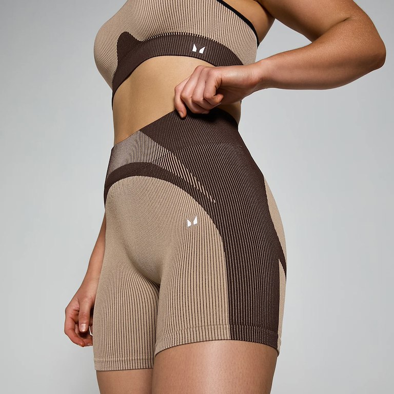 MP Women's Contrast Rib Seamless Cycling Shorts - ženski biciklistički šorts - kašmir/kafa