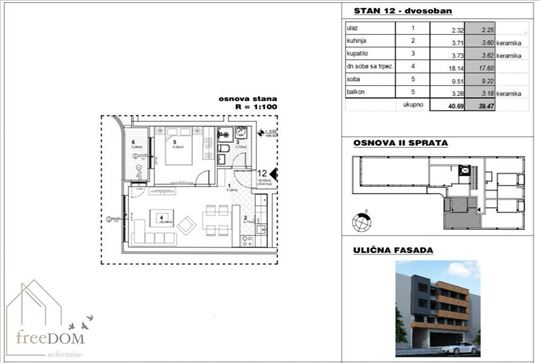 Dvosoban stan 41m2 u izgradnji - kvalitetna zgrada