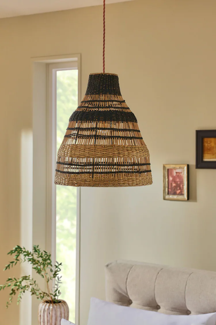 Black Nila Hand-Woven Rattan Easy Fit Lamp Shade