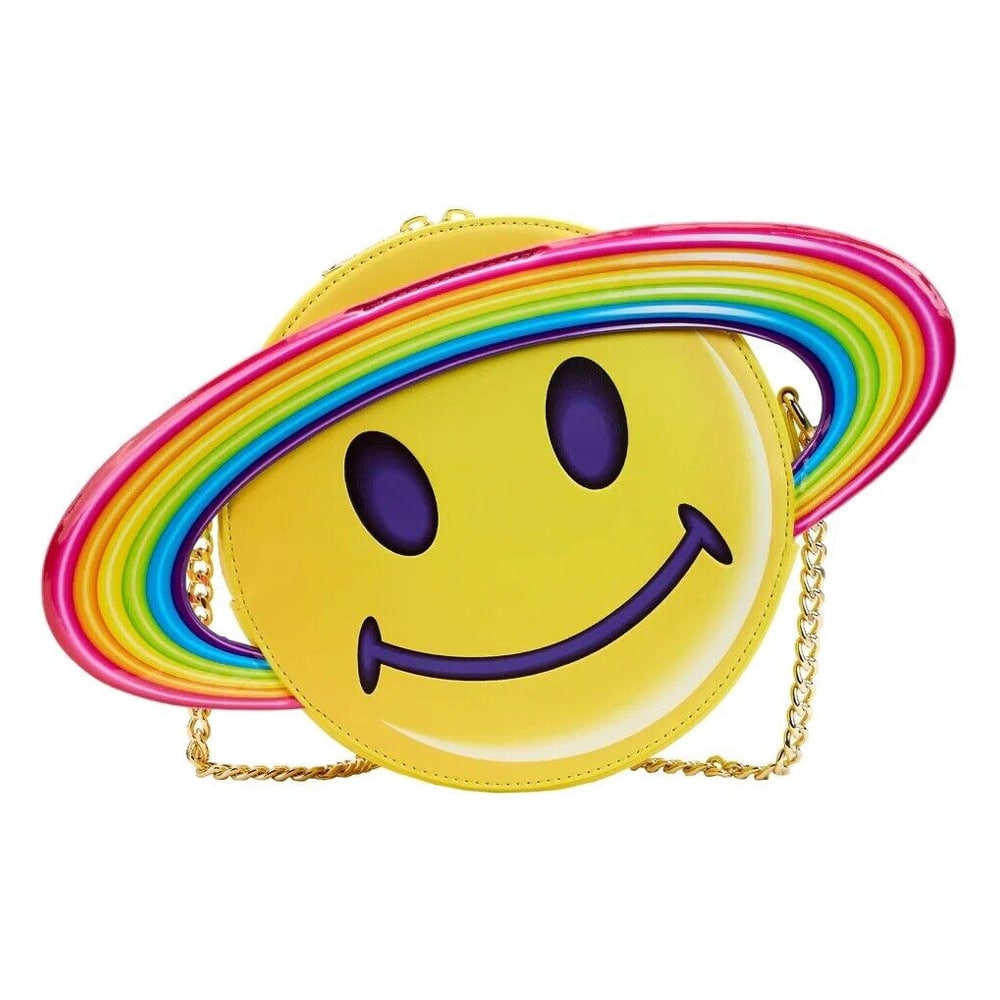 LOUNGEFLY Lisa Frank Yellow Rainbow Ring Saturn Cossbody Torba