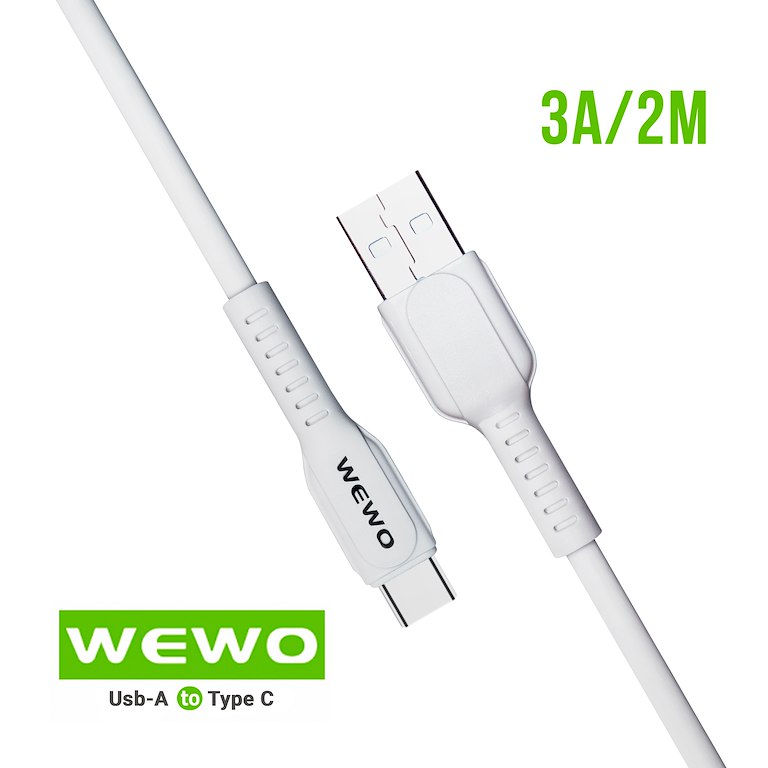 USB Data Cable WEWO CA-43 FAST Type-C 3A beli 2m