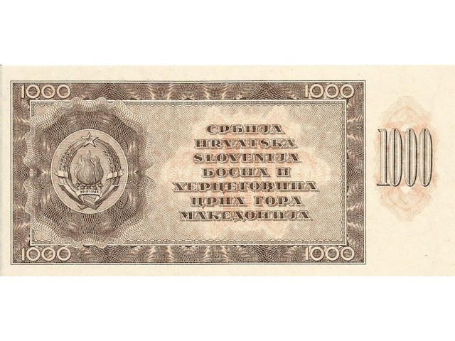 Jugoslavija 1000 dinara 1950. UNC PROBA