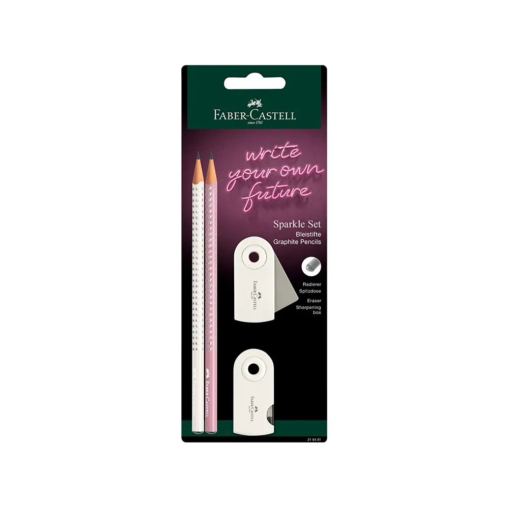 Faber Castell Grafitna olovka FC Sparkle set polyblister 2 graf. ol + rezač +gumica coconut milk 218481