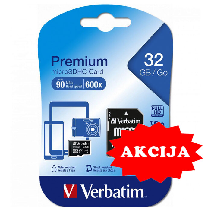 MicroSD Verbatim (+ SD adapter) 32GB klasa 10