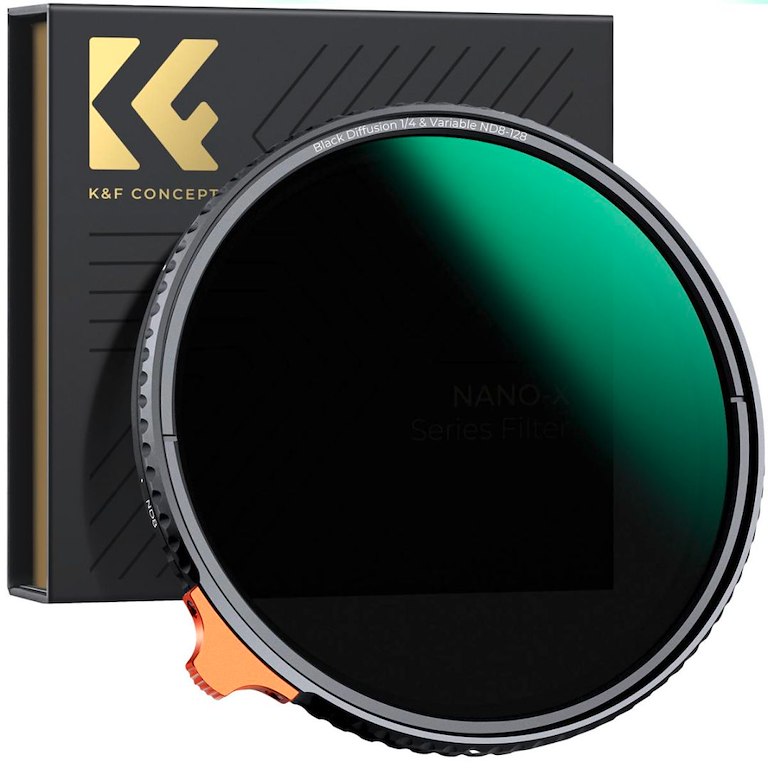 K&F Concept 49mm Black Mist 1/4 + ND8-128 Variable ND VND Filter Double-sided 28-layer Anti-reflection Green Film Nano-X KF01.2025