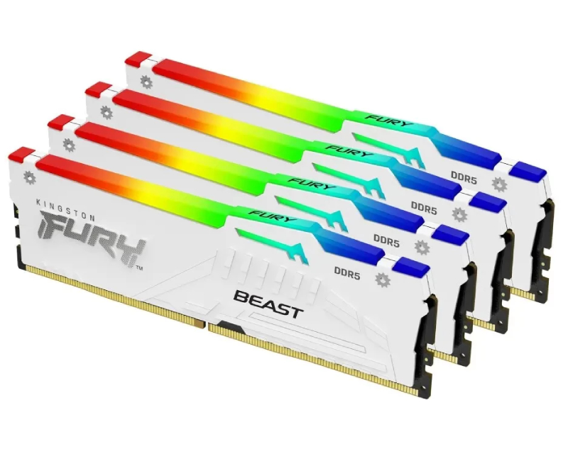 Kingston 128GB FURY Beast White RGB XMP DIMM DDR5-5200Mhz, KF552C40BWAK4-128