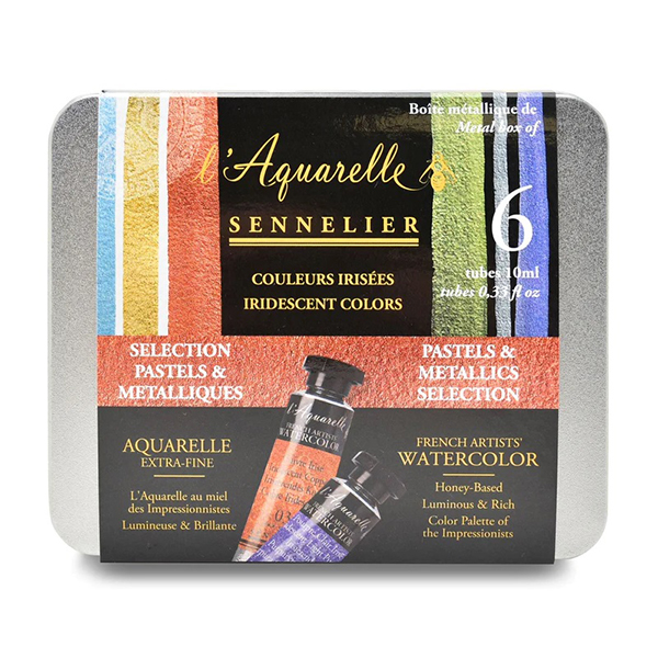 Sennelier Artist iridescent watercolour 6 tubes 10 ml - 0.33 fl oz metal b