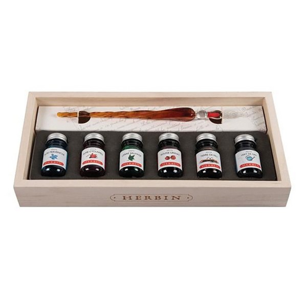 J.Herbin 6 inks & glass pen set