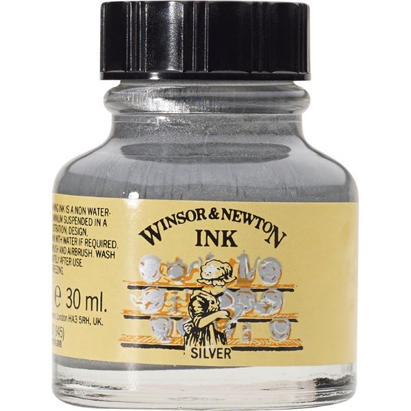 Winsor&Newton W&N DRAWING INK 30ML BTL SILVER