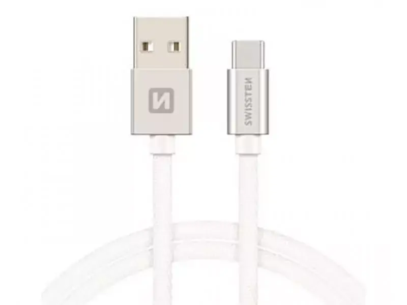 SWISSTEN Data kabl tekstil USB na tip C 2m srebrni