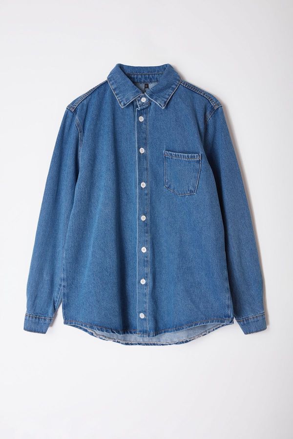 TRENDYOL MEN'S BLUE REGULAR FIT DENIM JEANS JACKET