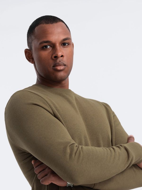 OMBRE BASIC MEN'S COTTON NON-STRETCH SWEATSHIRT - OLIVE