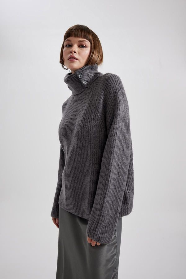 DEFACTO RELAX FIT ZIPPER COLLAR THESSALONIKI FABRIC SWEATER