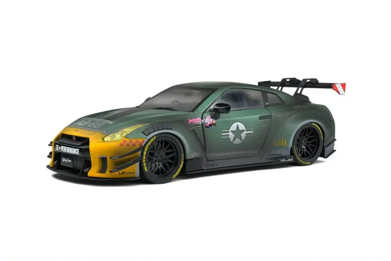 Solido Model automobila Nissan GT-R (R35) W/ Liberty Walk Body Kit 2.0 Army Fighter Grey