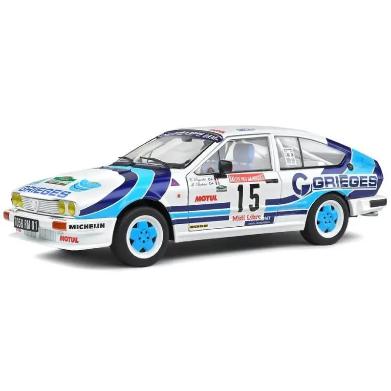 Solido Model automobila Alfa Romeo GTV6 - Rallye Des Garrigeus 1986 -C.Rigollet/M.Bathelot, 1:18, Belo-plavi