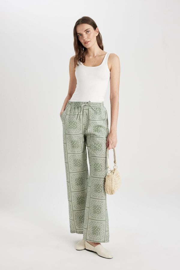 DEFACTO WIDE LEG PATTERNED RISE WIDE LEG COMFORT TROUSERS