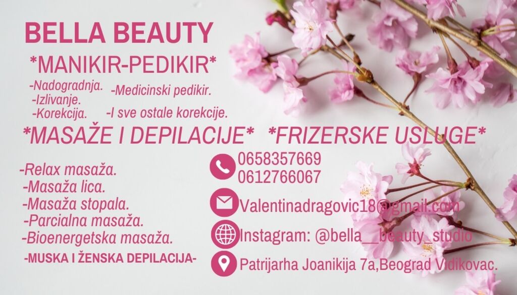 Frizersko kozmetički salon Bella beauty    Zakažite svoj termin i